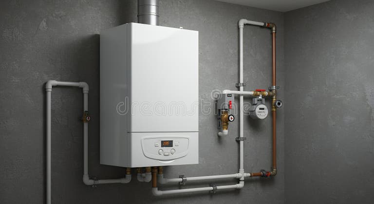 Modern Boiler System a Efficient Home Heating Installation with Pipes ...