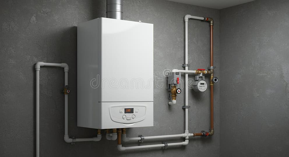 Modern Boiler System a Efficient Home Heating Installation with Pipes ...