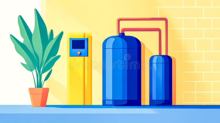 Boiler Unit with Pipe Network and Control Panel in a Modern Boiler Room ...