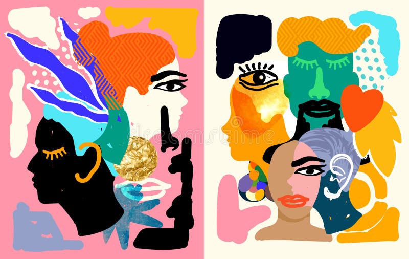 Modern Bold Abstract People Shapes Stock Illustration - Illustration of ...