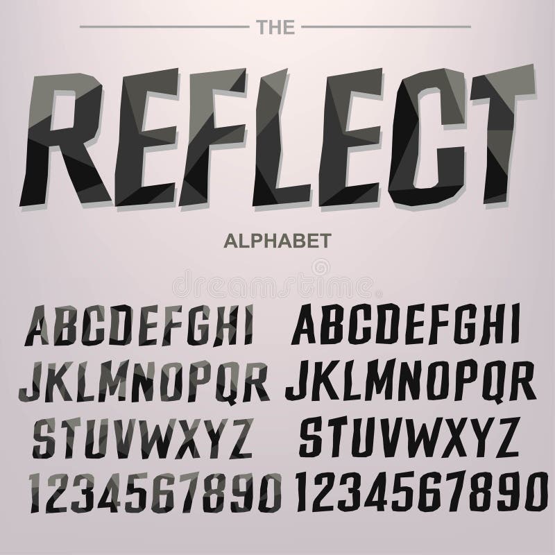 Modern Bold Font and Alphabet, Reflect Font Typography Design Vector ...