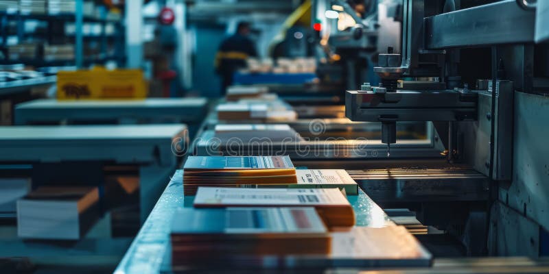 A Modern Bookbindery with Machines Cutting, Folding, and Binding Pages ...