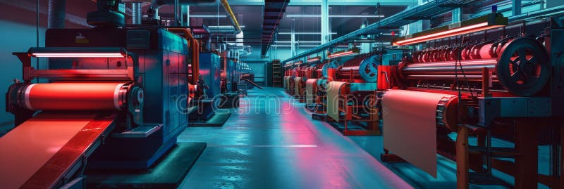 A Modern Bookbindery with Machines Cutting, Folding, and Binding Pages ...