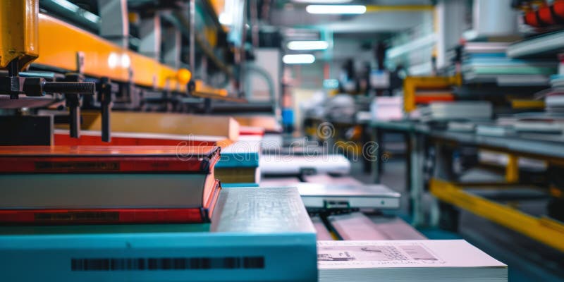 A Modern Bookbindery with Machines Cutting, Folding, and Binding Pages ...