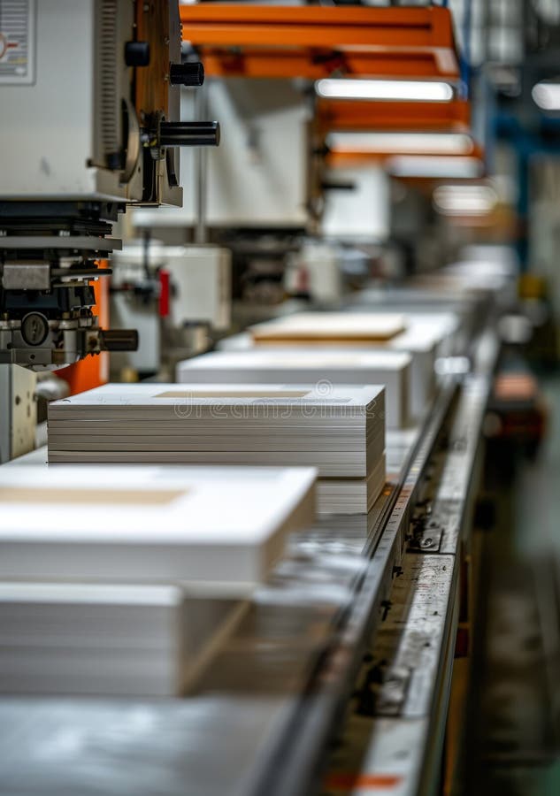 A Modern Bookbindery with Machines Cutting, Folding, and Binding Pages ...
