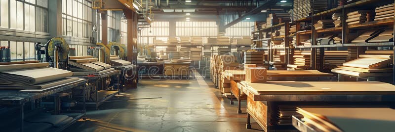 A Modern Bookbindery with Machines Cutting, Folding, and Binding Pages ...