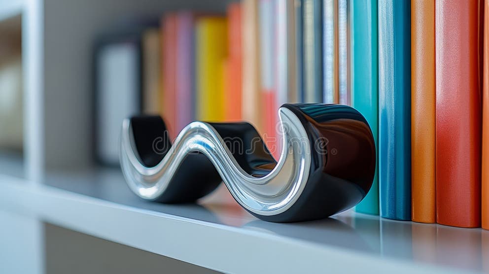 Modern Bookend on Bookshelf Stock Photo - Image of contemporary ...
