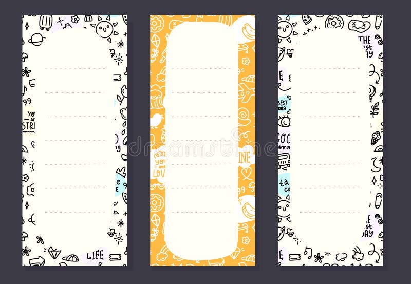 Modern Bookmark Design Set. Doodle Paper Book Mark with Different ...