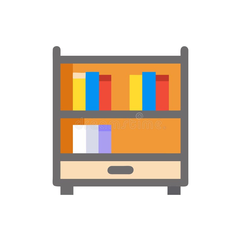 Stylish Bookshelf Icon Design Stock Vector - Illustration of interior ...