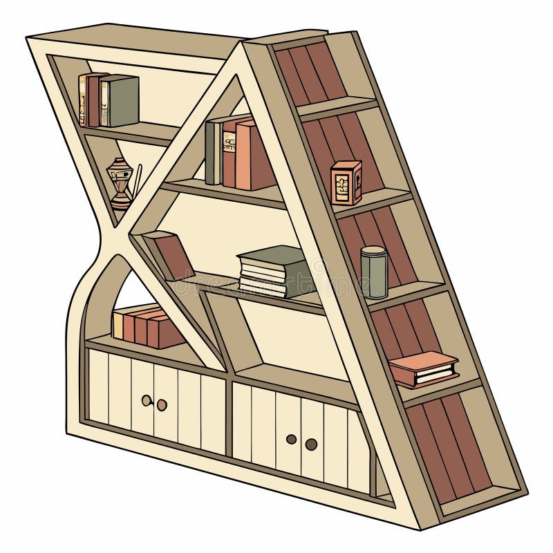 Modern Bookshelf with Unique Compartments Stock Vector - Illustration ...