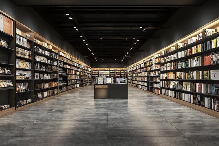 Modern Bookstore Interior Design Stock Illustration - Illustration of ...