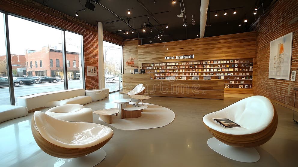 Modern Bookstore Interior Design Stock Illustration - Illustration of ...