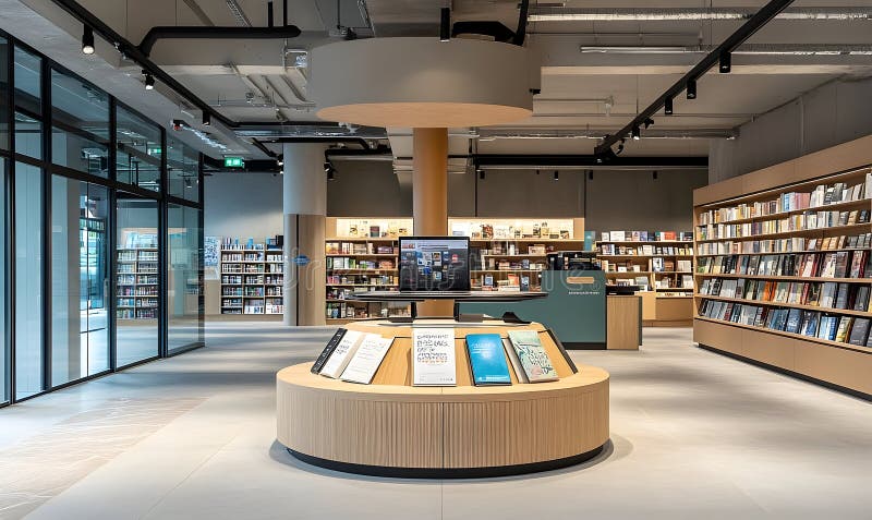 Modern Bookstore Interior Design Stock Illustration - Illustration of ...