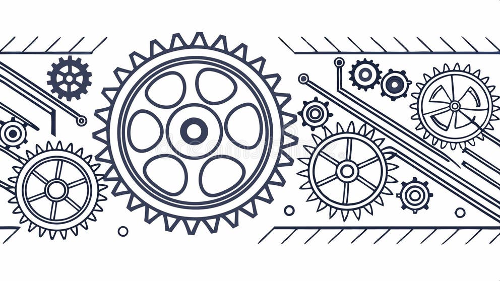 Border with Gears and Dots Pattern, Industrial Design, Mechanical Frame ...