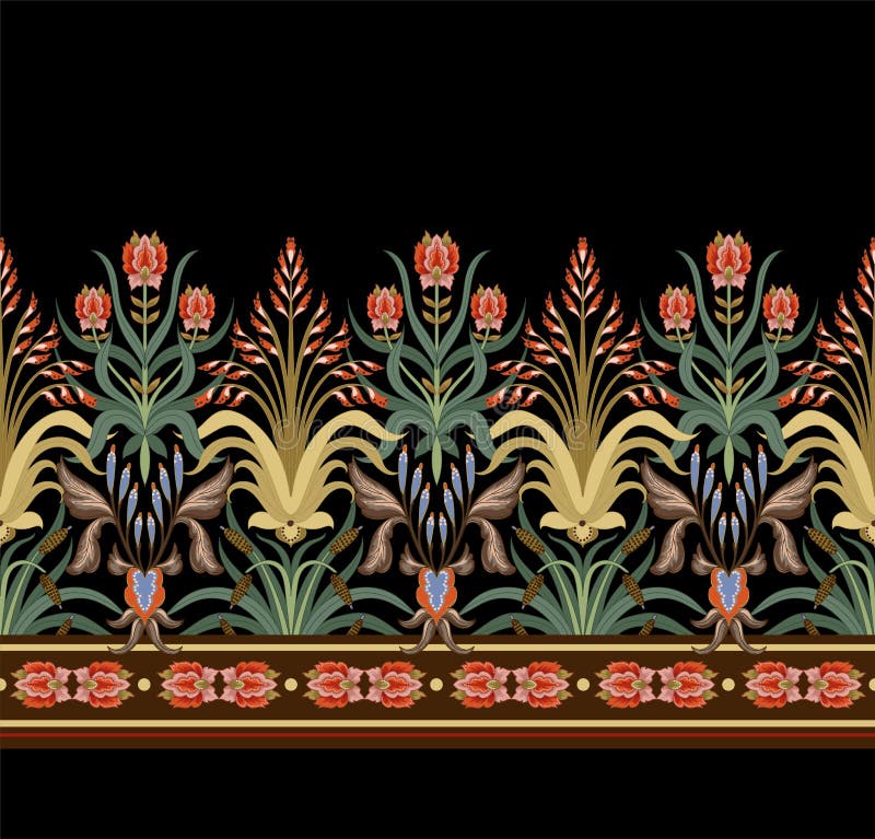 Modern Border with Floral Art Deco Elements. Vector. Stock Vector ...