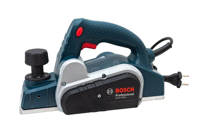 Modern Bosch Electric Planer Isolated on White, Professional Tools ...