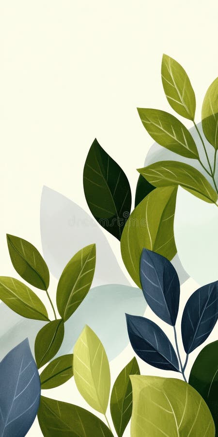 Modern Botanical Illustration Colorful Leaves Neutral Background Ai ...