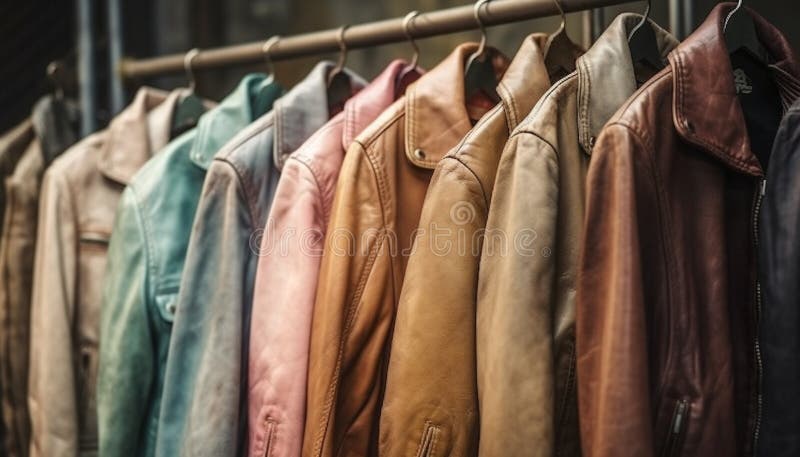 Modern Boutique Showcases Elegant Leather Jacket Collection in Multi ...