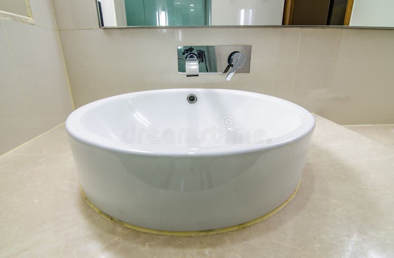Modern Bowl Style White Ceramic Hand Wash Basin Stock Image - Image of ...