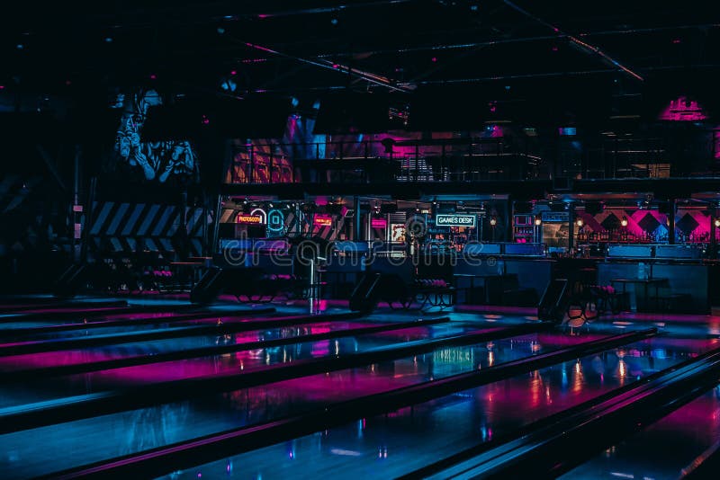 Modern Bowling Alley Bar Venue Stock Image - Image of bowling, alley ...