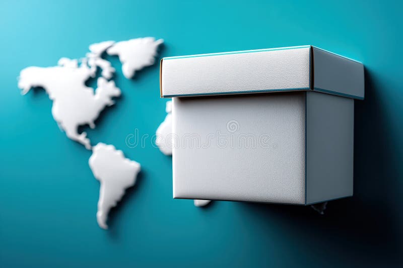 Modern Box Symbolizes Export and Global Demand Against World Map ...