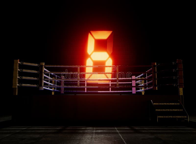 Modern Boxing Ring Round Number Six Stock Illustration - Illustration ...