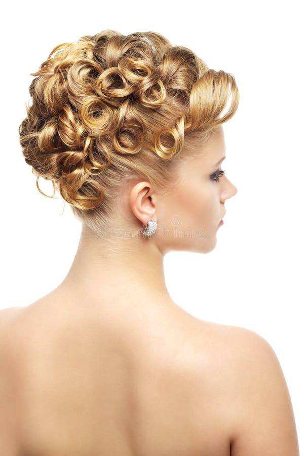 Modern Bröllopsfrisyr. På Grått Arkivfoto - Bild av kvinnlig, naket ...