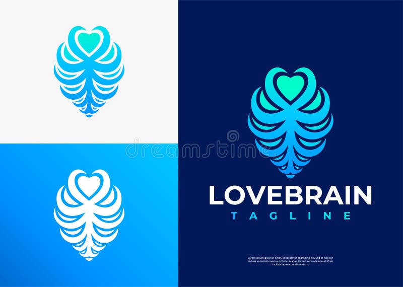 Modern Brain Heart Logo Design Template. Abstract Human Love Brain Logo ...
