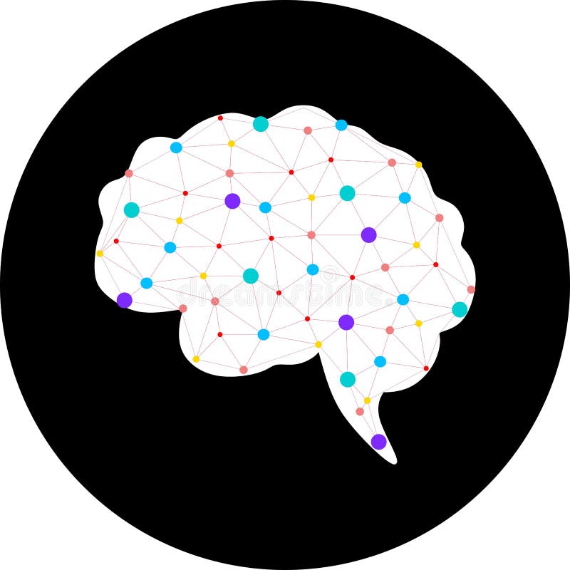 Modern Brain Link Connected Point Logo Vector. Digital Human Brain ...