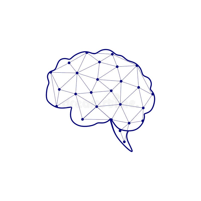 Modern Brain Link Connected Point Logo Vector. Digital Human Brain ...