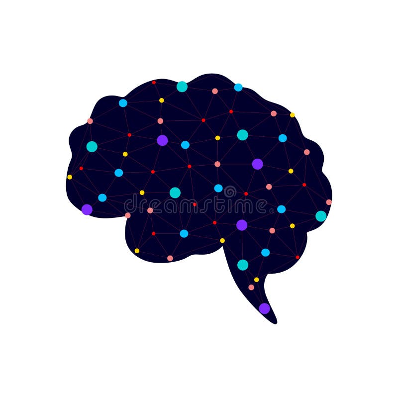 Modern Brain Link Connected Point Logo Vector. Digital Human Brain ...