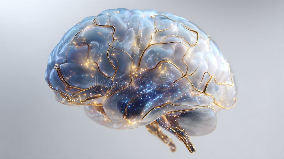 Modern Brain Visualization with Intricate Details and Glowing Elements ...