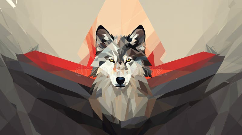 Modern Brave Wolf Artwork, Mountain Colored Geometrical Style, Ai ...