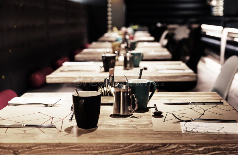 Modern Breakfast Room, Table Setting Stock Photo - Image of indoors ...