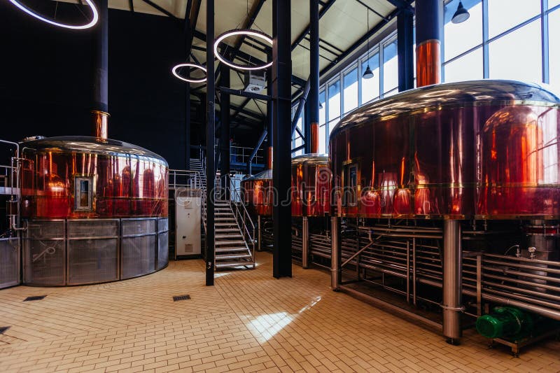 Modern Brewery. Craft Beer Production Line Stock Photo - Image of pipe ...