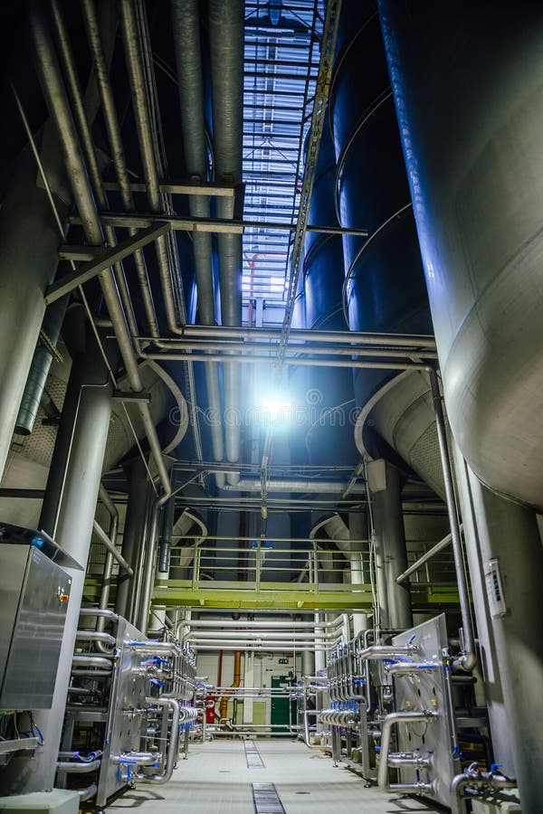Modern Brewery. Large Vats for Beer Fermentation and Maturation and ...