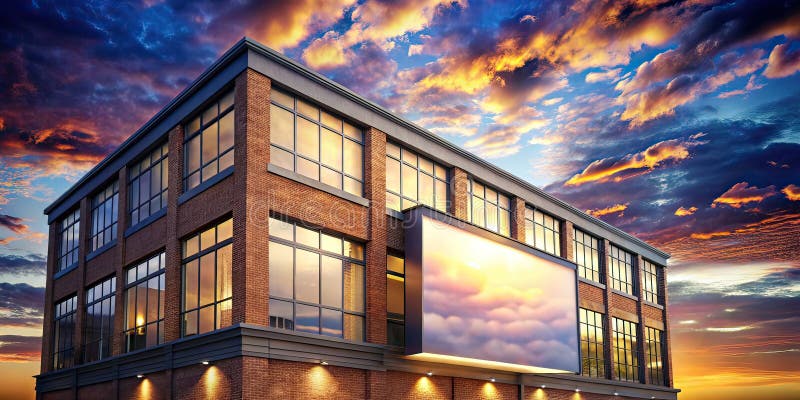 Modern Brick Building Facade with a Dynamic Projection Sign Mockup a ...