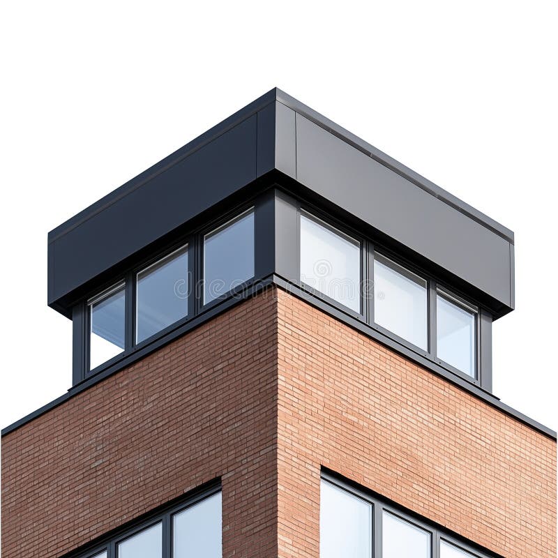 Modern Brick Building Large Windows Transparent Background Stock Photos ...