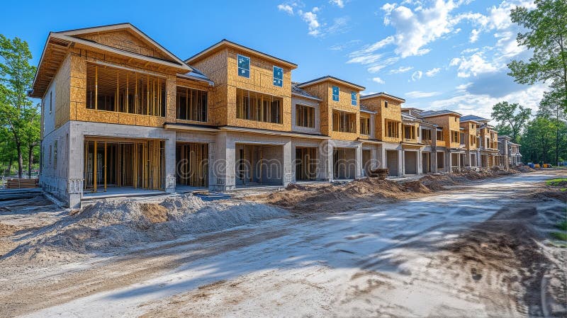 Modern Brick Building Under Construction in a Rural Setting with Clear ...