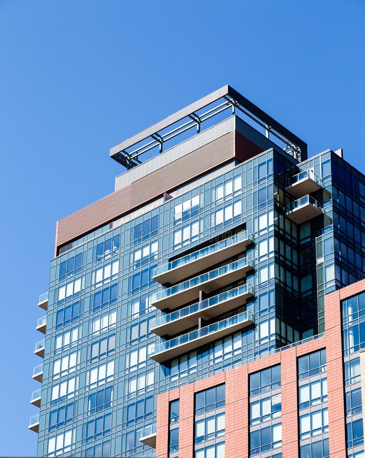 Modern Brick and Glass Building in Boston Stock Photo - Image of modern ...