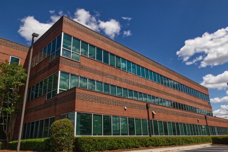 Modern Brick Office Building with Rows of Windows Stock Image - Image ...