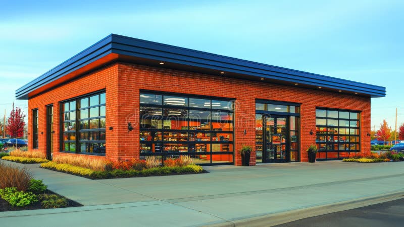 Modern Brick Retail Store stock illustration. Illustration of estate ...