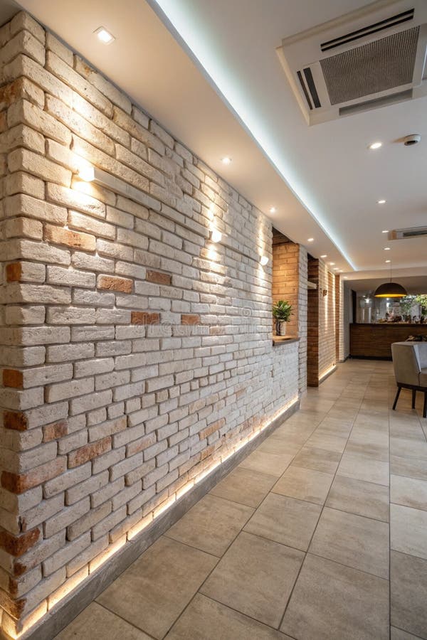 Modern brick wall interior stock image. Image of open - 373108073