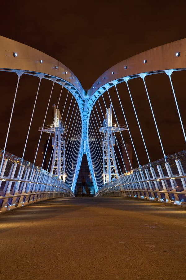 Modern bridge editorial stock image. Image of illuminated - 24458009