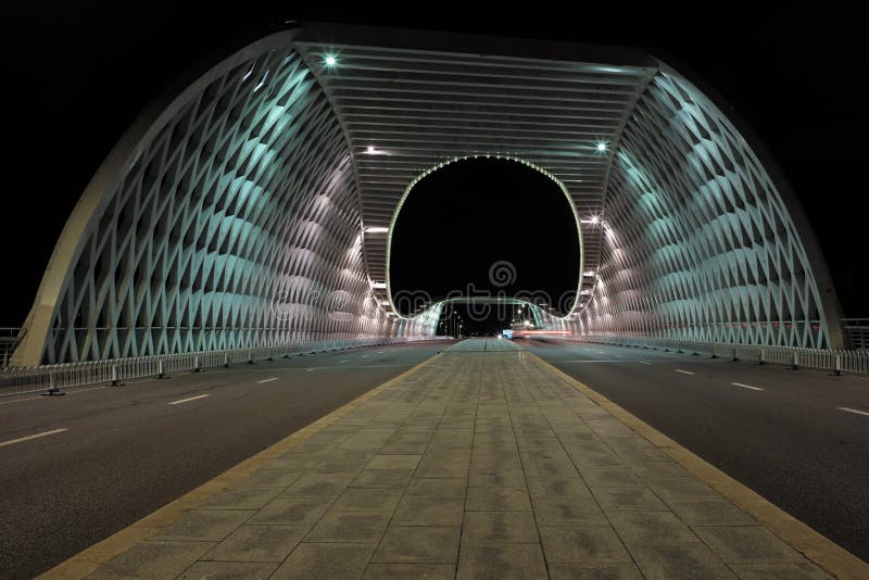 A modern bridge in Beijing editorial photo. Image of architecture ...