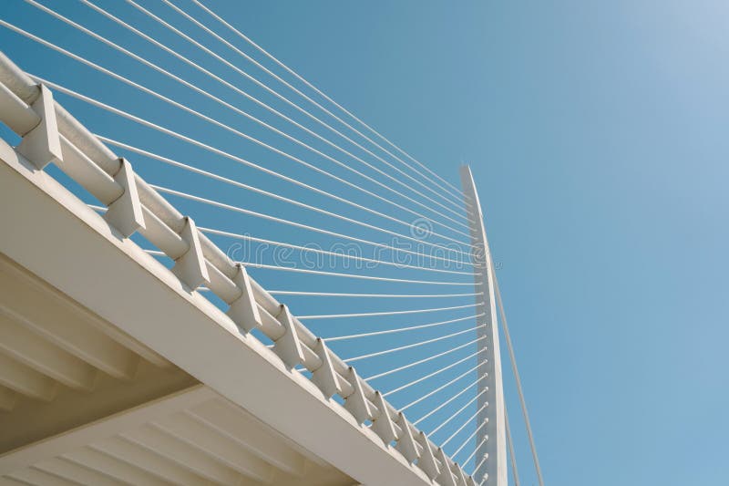 Modern Bridge Cables with Clear Sky Stock Image - Image of building ...