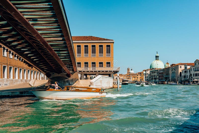Modern Bridge and Classic Venice Canal View Editorial Stock Photo ...
