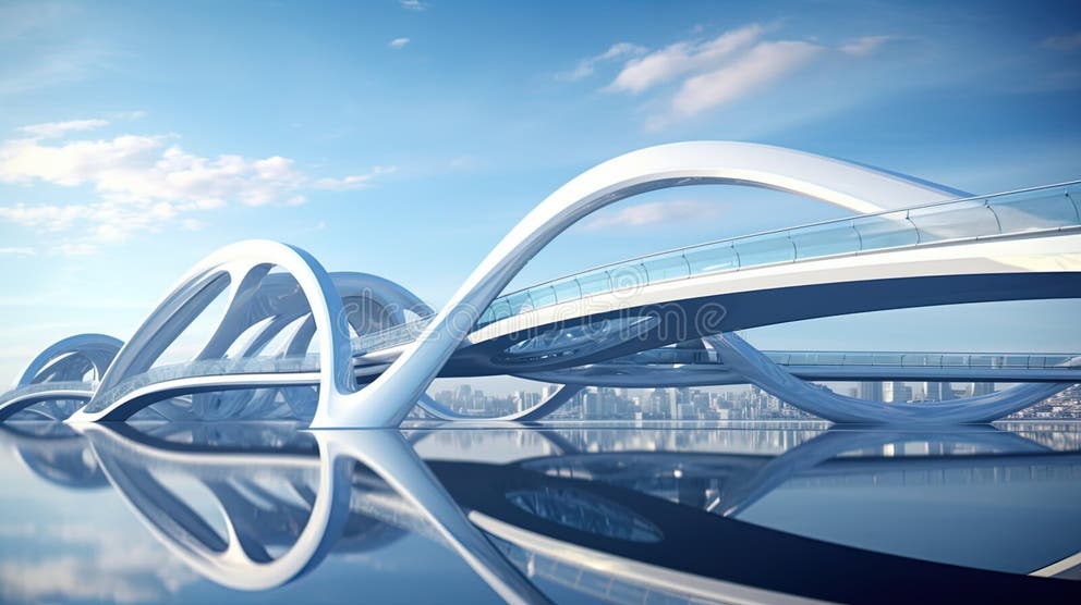 Modern Bridge: a Futuristic Bridge with Transparent Elements Stock ...