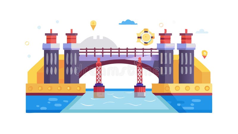 Futuristic Tech Bridge. Smart Infrastructure, Vector Design Generative ...