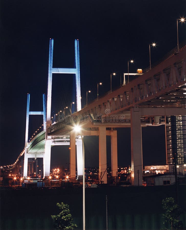 Modern bridge at night stock photo. Image of modern, lighting - 306532